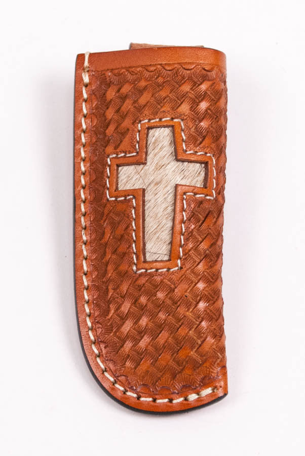 BASKETWEAVE WITH INLAY ROAN CROSS SHEATH – cowboychromeusa.com